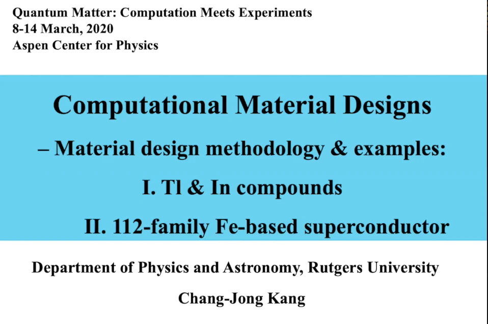 Chang-Jong Kang: Computational Material Designs - Material Design ...