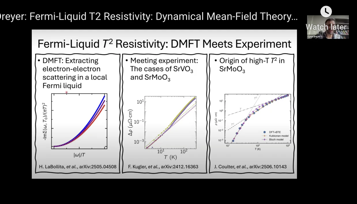 Cyrus Dreyer: Fermi-Liquid T2 Resistivity: Dynamical Mean-Field Theory ...